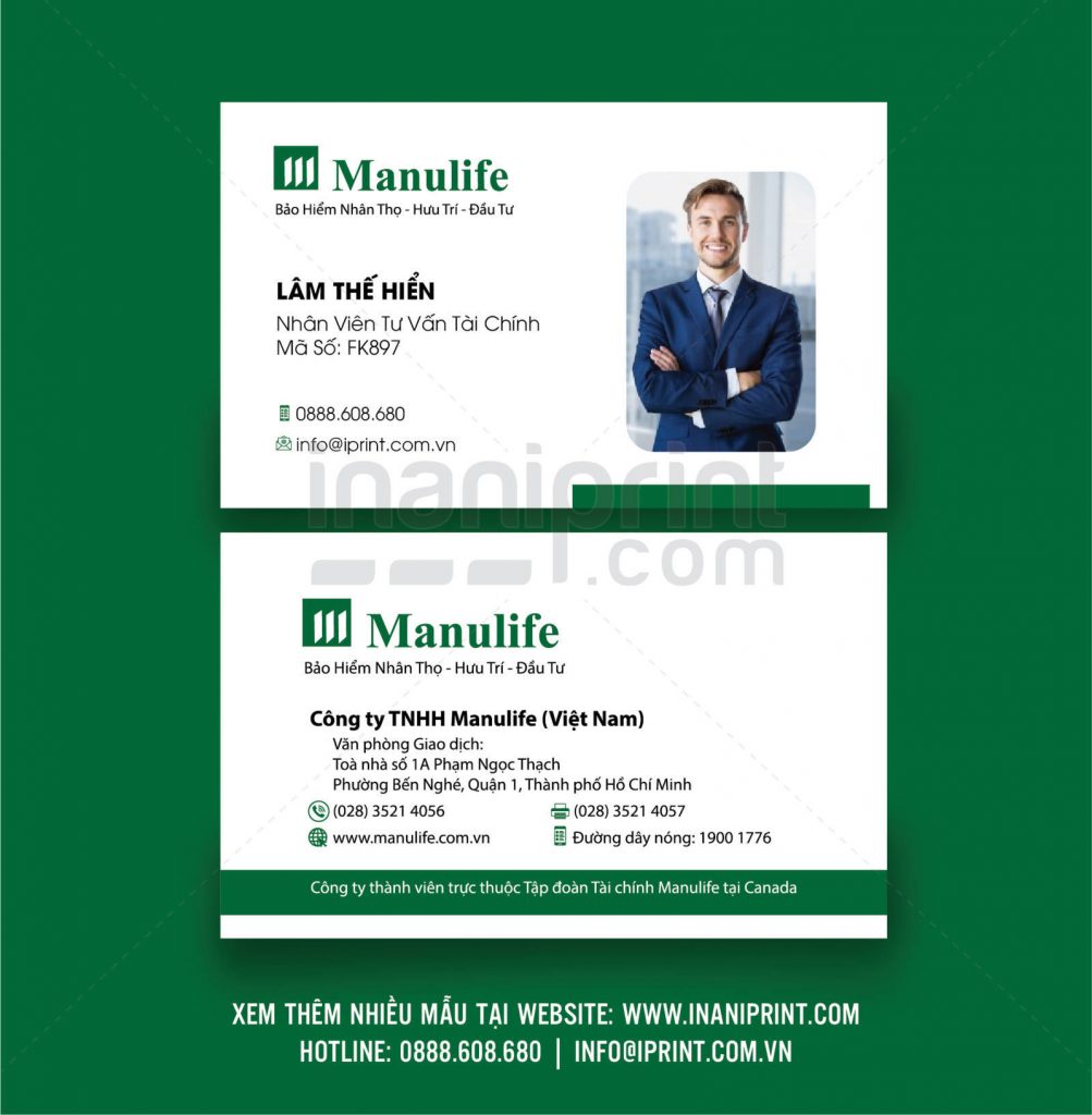 Mẫu name card bảo hiểm Manulife KD069 » In Ấn iPrint - In name card giá rẻ