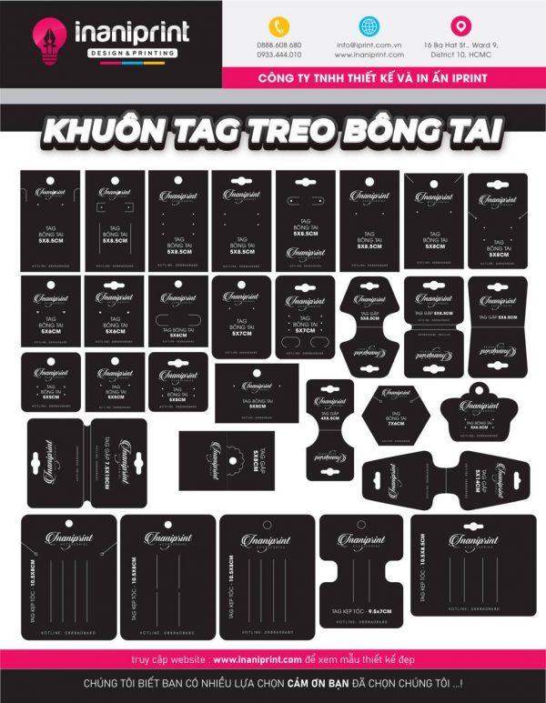In tag treo bông tai giá rẻ, tag treo dây chuyền, tag kẹp tóc tại TP.HCM