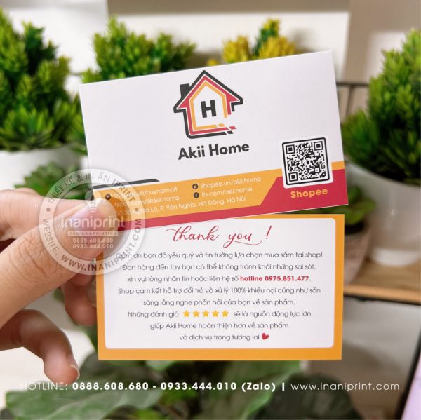 Mẫu Card cám ơn Akii Home, Thiệp cám ơn Akii Home, Danh Thiếp cám ơn Akii Home đẹp giá rẻ » In ...