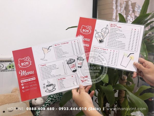 Mẫu Menu Ép Plastic Quán Trà Sữa, Bảng Giá Ép Plastic Quán Trà Sữa ...