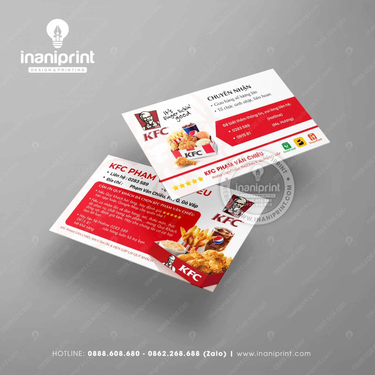 Mẫu Card Visit Tiệm Gà KFC, Name Card Tiệm Gà KFC, Danh Thiếp KFC Đẹp ...