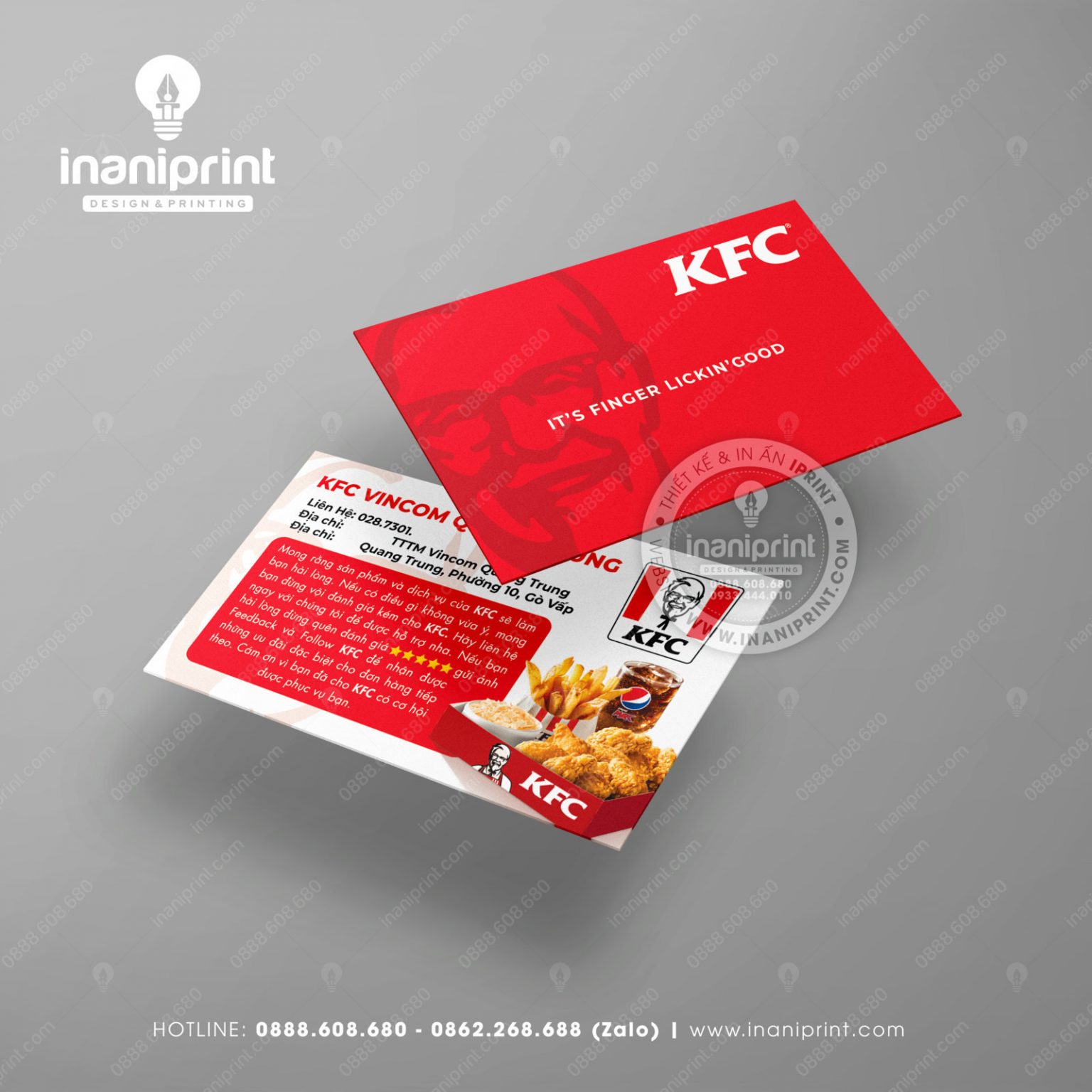 Mẫu Card Visit Tiệm Gà KFC, Name Card Tiệm Gà KFC, Danh Thiếp KFC Đẹp Giá Rẻ » In Ấn iPrint - In ...